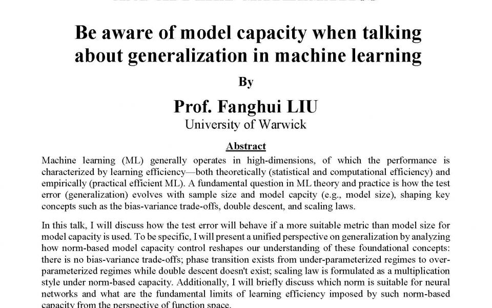 Department of Mathematics - Seminar on Data Science and Applied Mathematics - Be aware of model ...